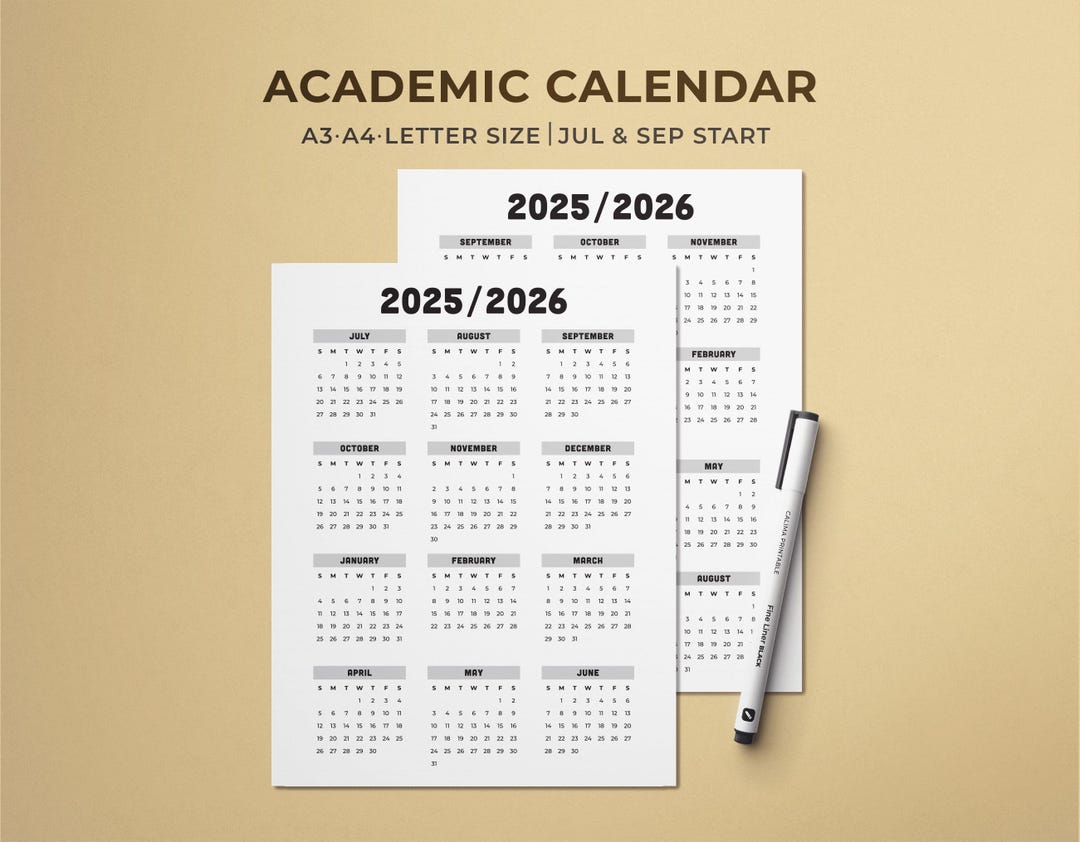 2025-2026 Printable Yearly Calendar: Minimalist Portrait (PDF) - Etsy ...