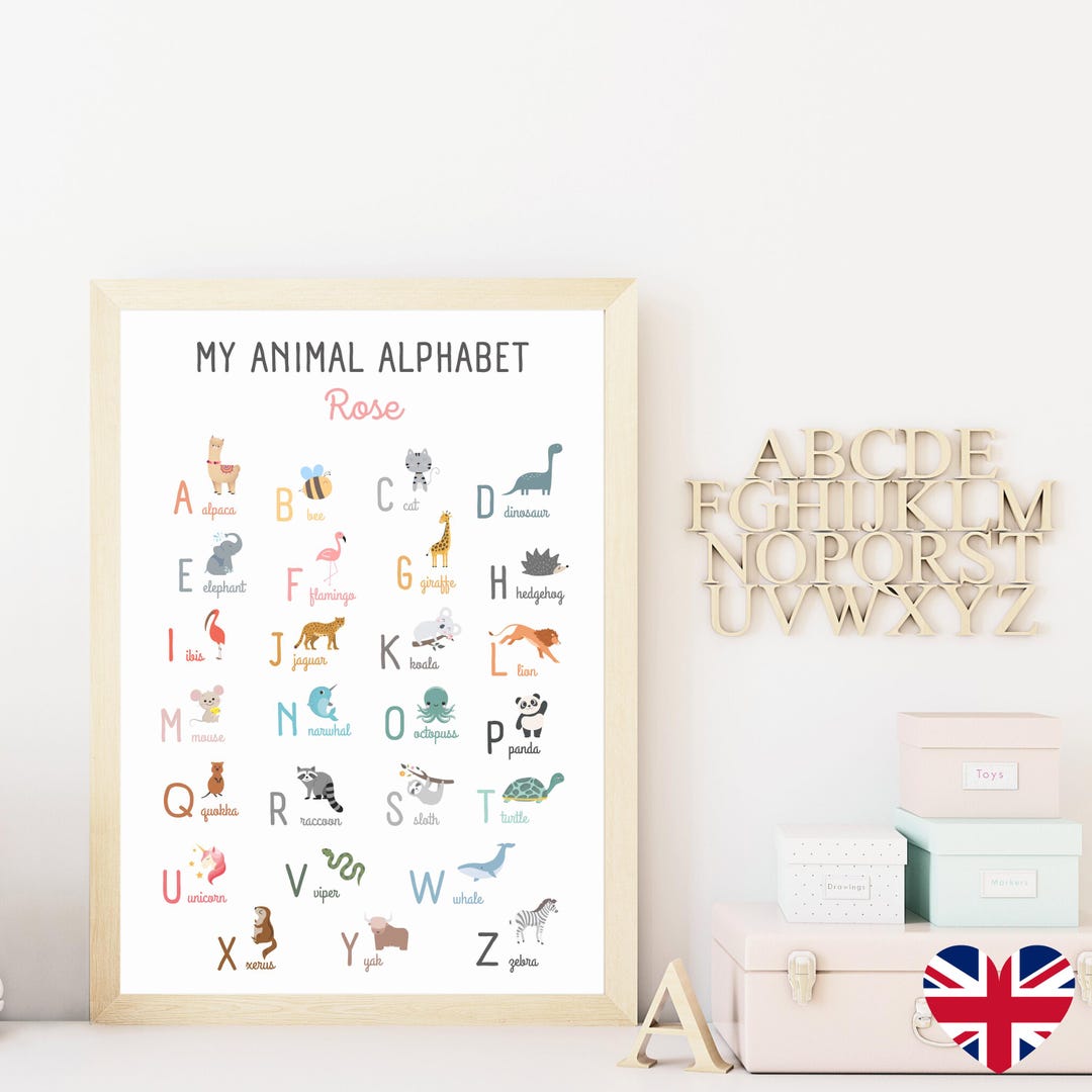 Personalized Animal Alphabet Poster for Kids, Educational Poster | IN ...