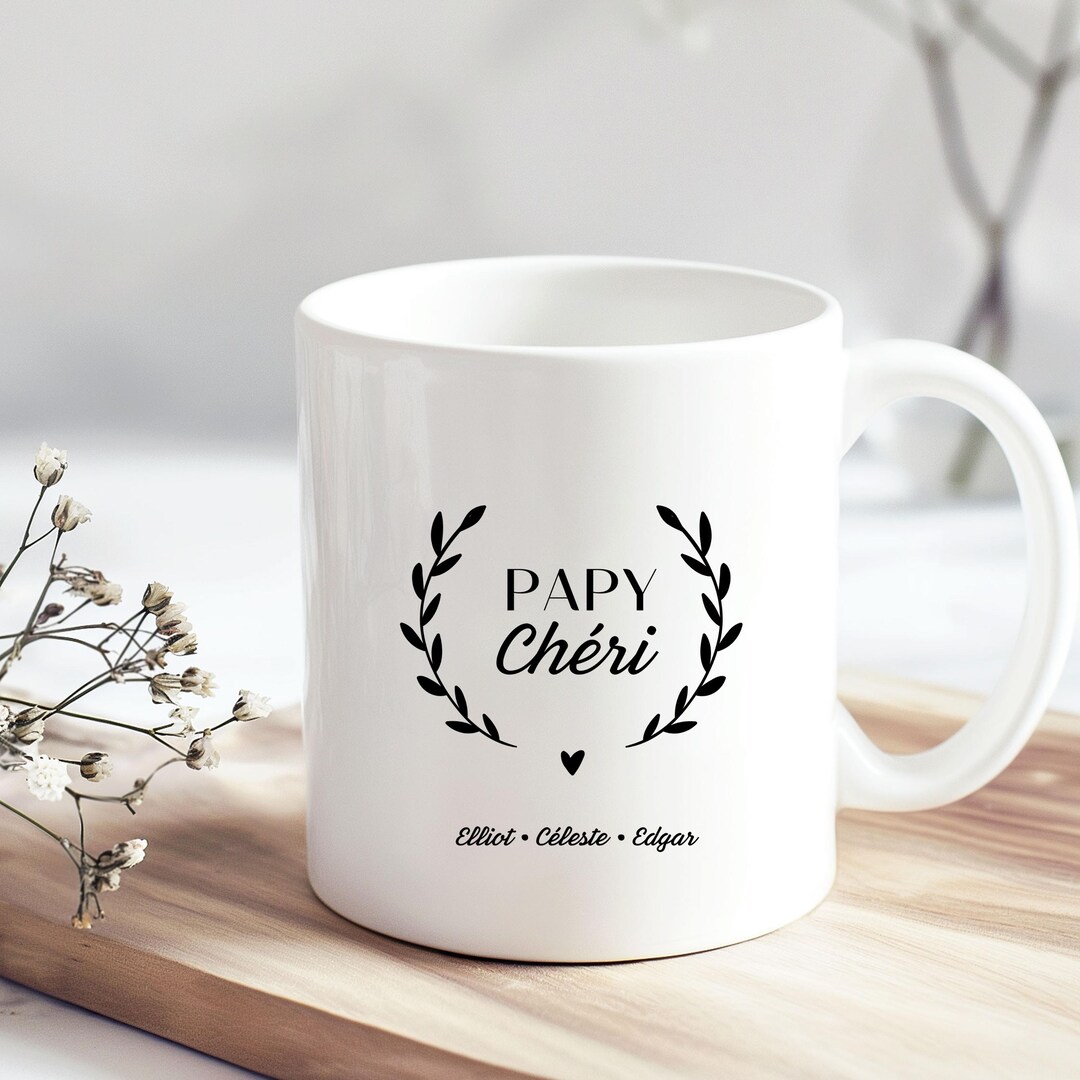 Mug Papi/papy Chéri Personnalisable En Céramique, Motif Végétal, Fête ...
