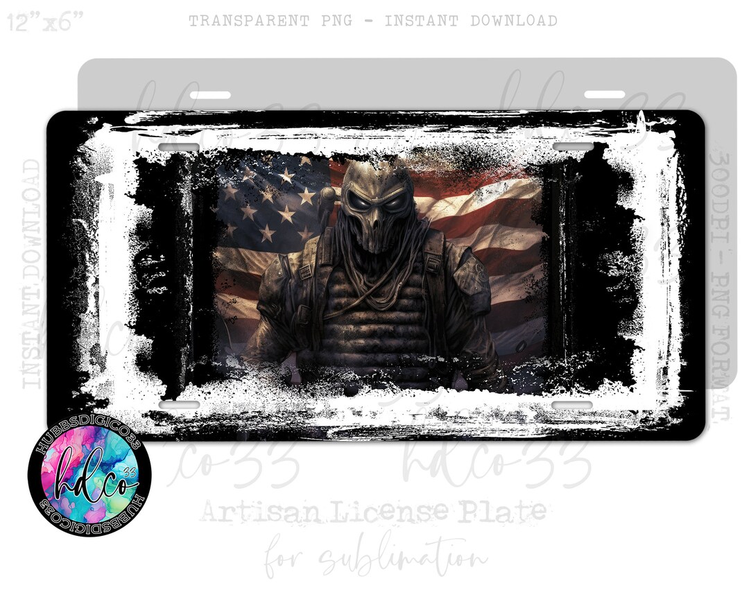 Skull Mask Soldier PNG, Artisan License Plate, Digital Download Only - Etsy