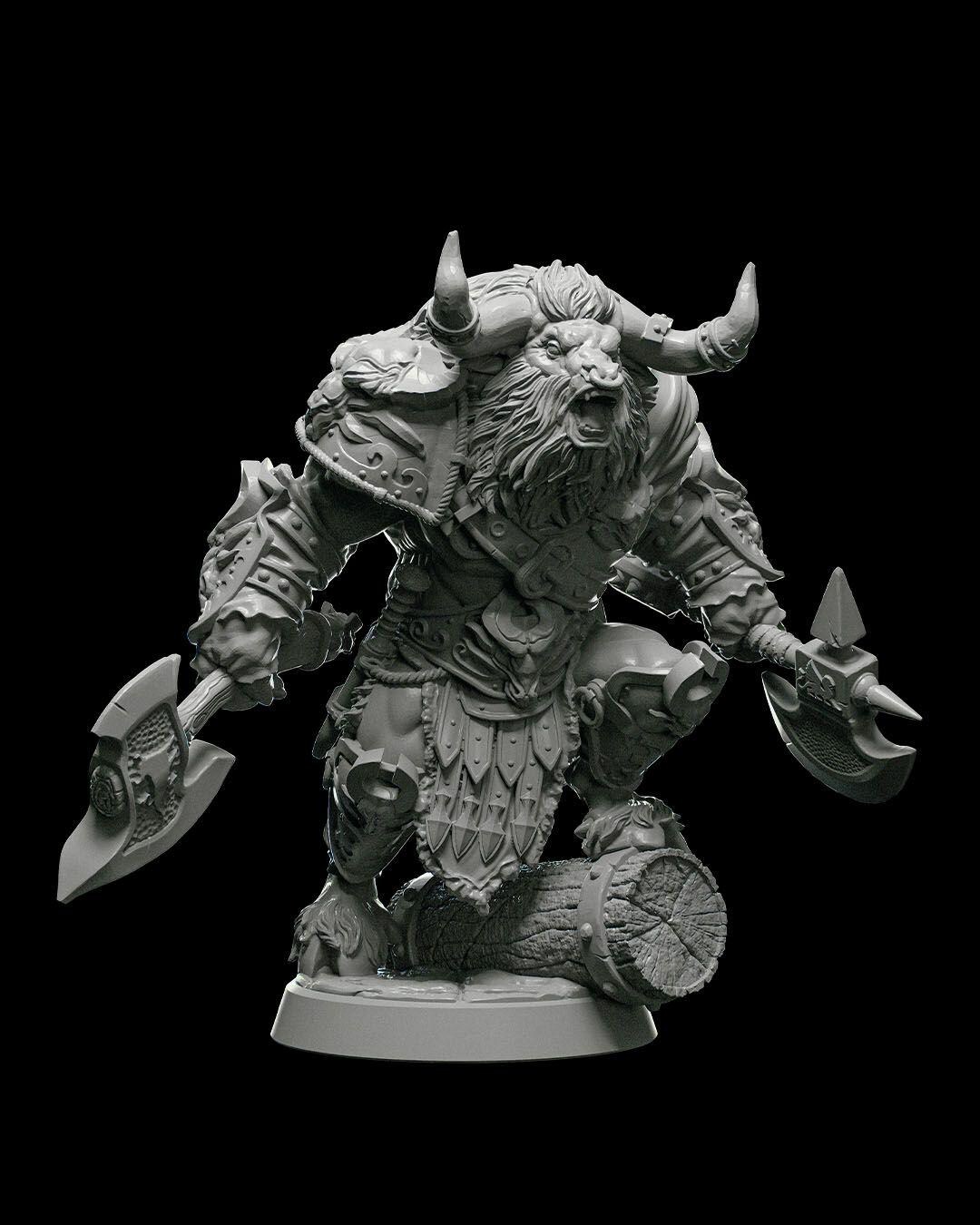 Warrior Minotaur Talodem Giant Slayer Champion Miniature 32mm 75mm Dnd ...