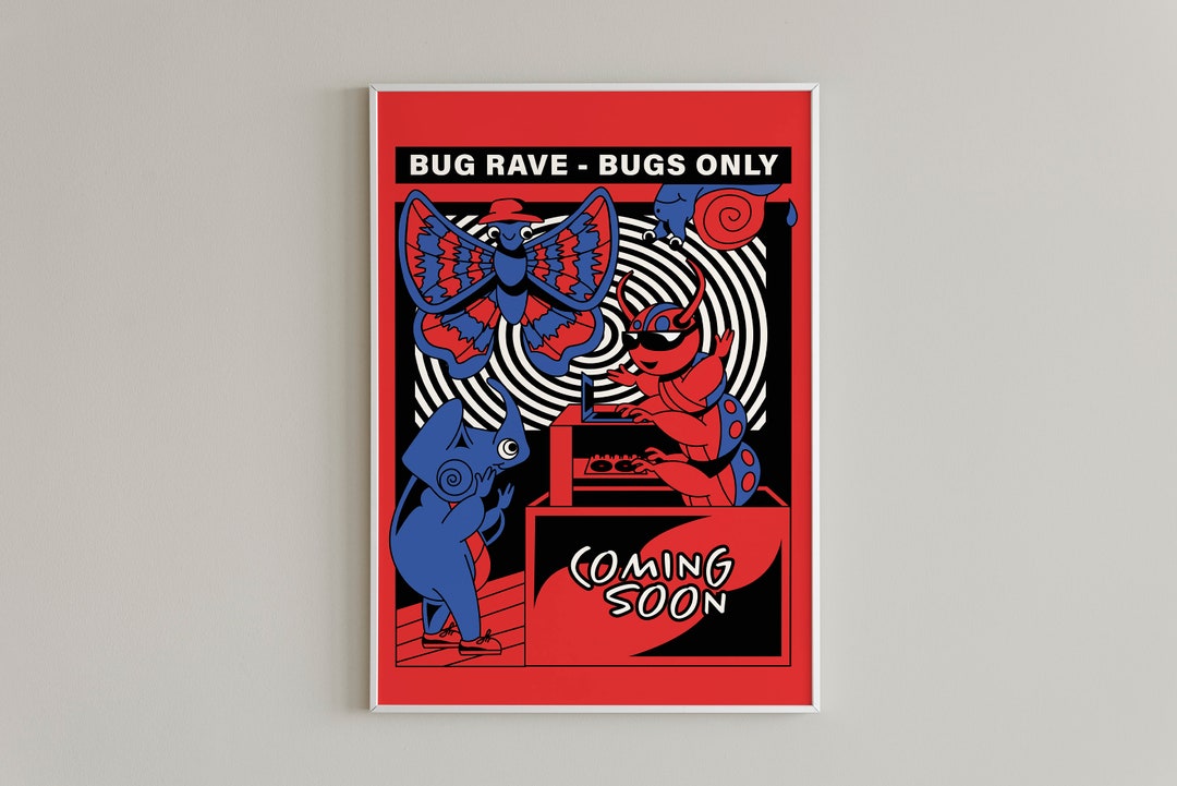Bugs Only Rave Illustration Print - Etsy