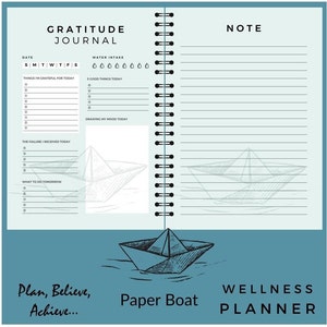 Digital / Printable Wellness Planner, Personal Notebook Paper Boat ...