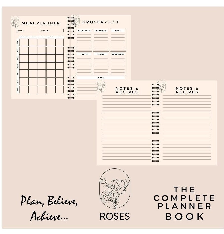 Digital / Printable Complete Planner, Personal Notebook. Roses Design ...