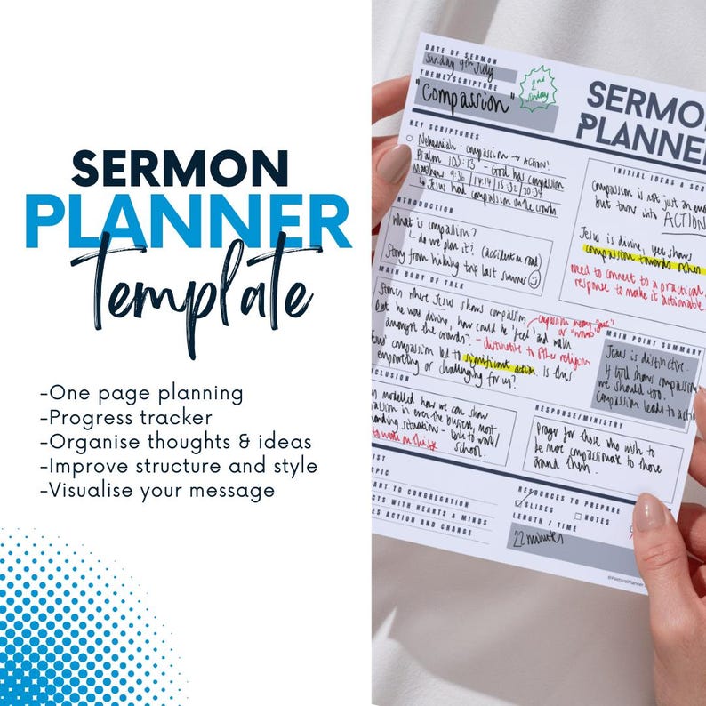 Sermon Planner Template Etsy