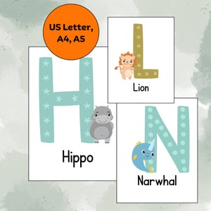 Cute Animal Alphabet Decoration DIGITAL DOWNLOAD Posters, Alphabet ...