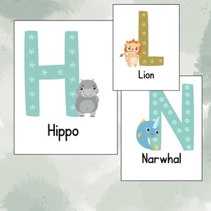 Cute Animal Alphabet Decoration DIGITAL DOWNLOAD Posters, Alphabet ...