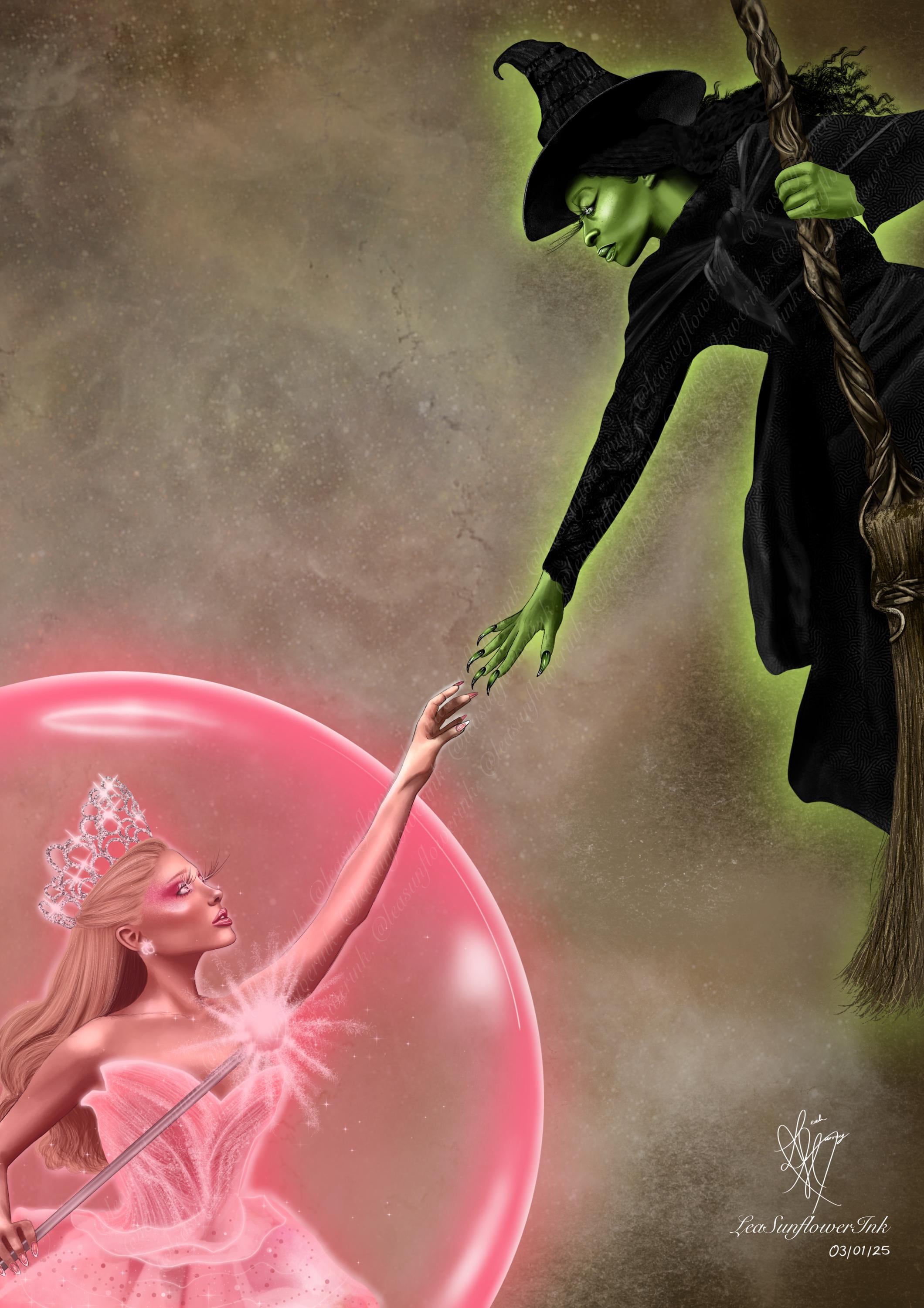 Glinda & Elphaba Inspired Print | Wicked Movie Fanart | Glinda ...