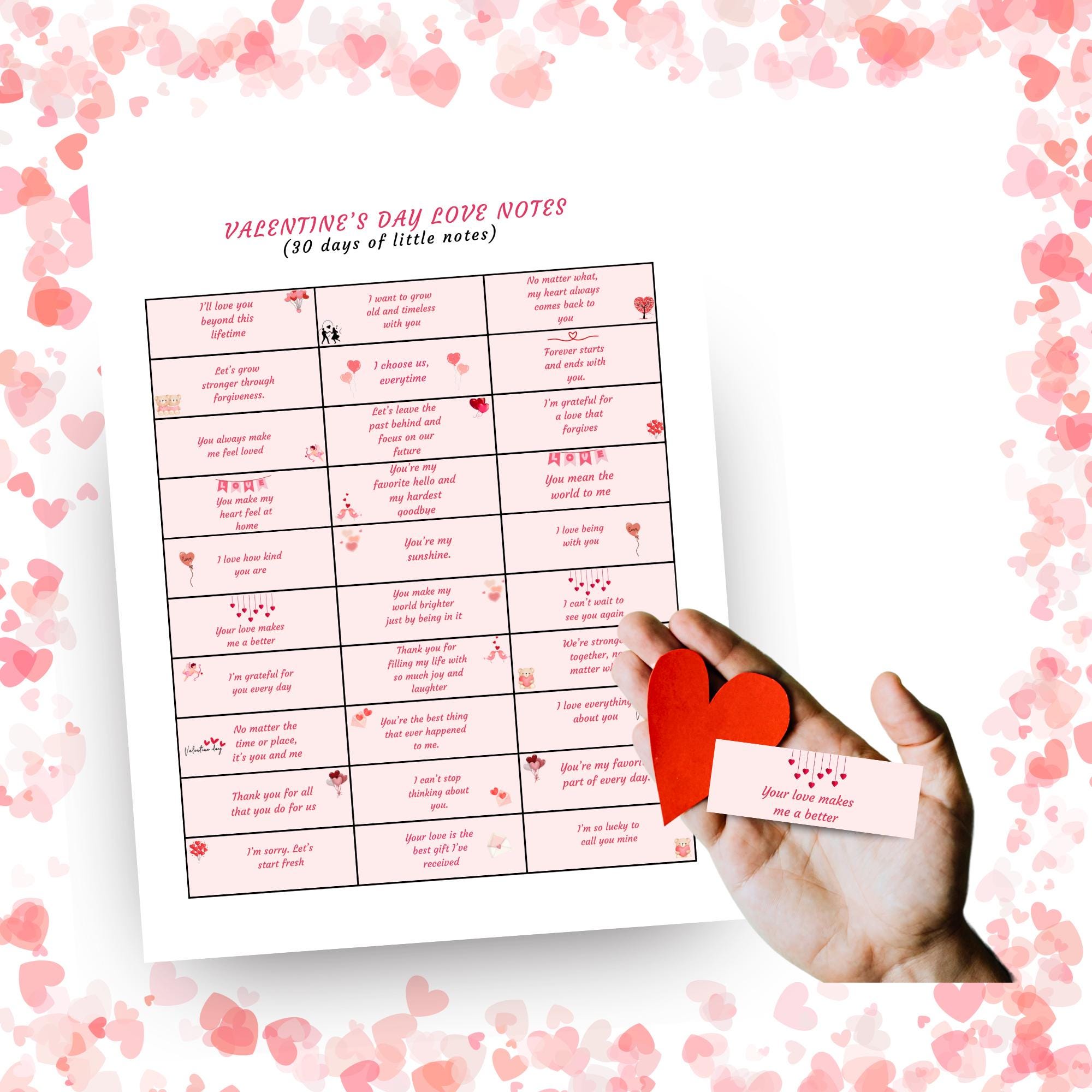 30 Valentine's Day Love Notes – Printable Romantic Messages (digital ...