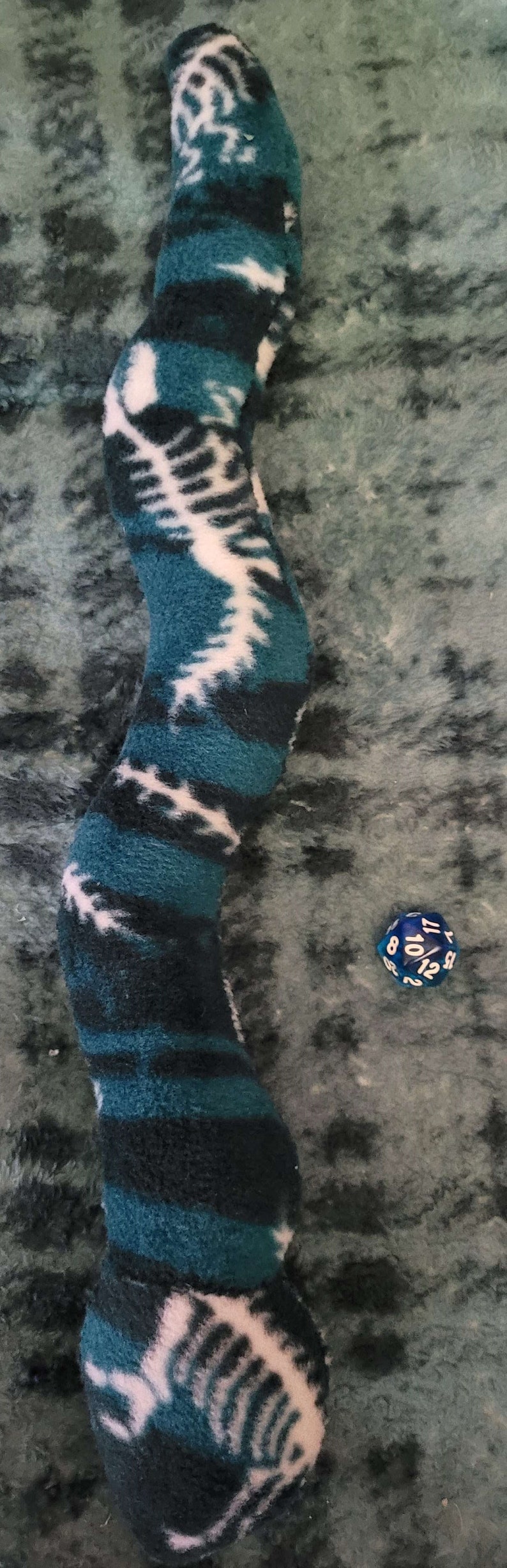 Wiggly Squiggly Snake Plushie With Skeleton Dinosaur Fabric. Hand ...