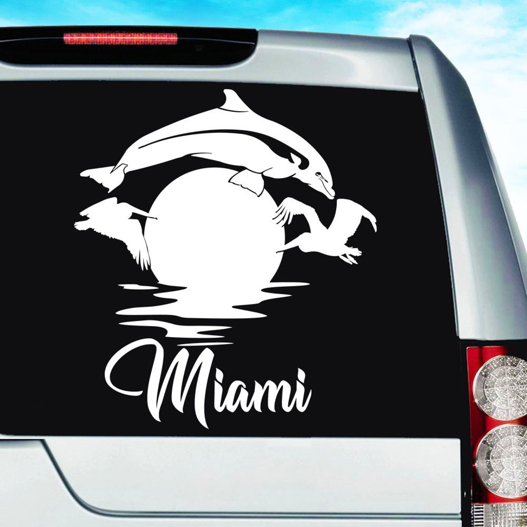 Miami Florida Dolphin Pelican Tropical Sunset Beach Car Truck - Etsy