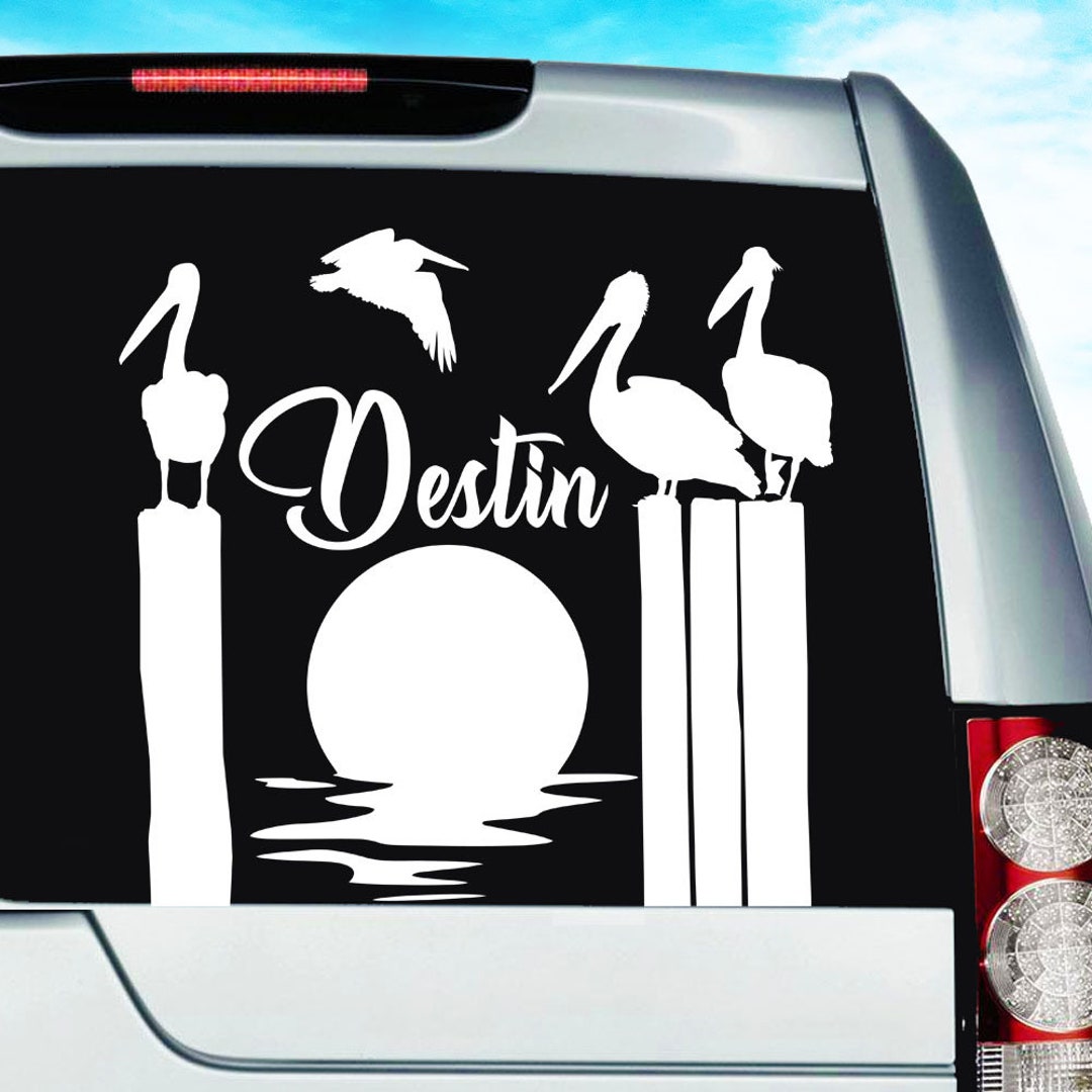 Destin Florida Pelican Marina Tropical Sunset Car Truck Window Decal ...
