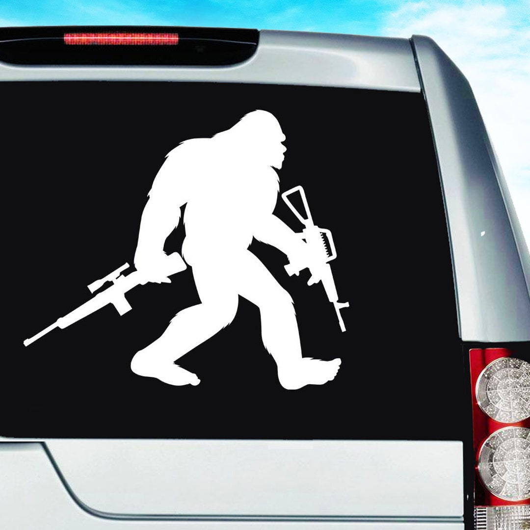 Bigfoot Sasquatch Holding Guns Car Window Vinyl Decal Bumper - Etsy