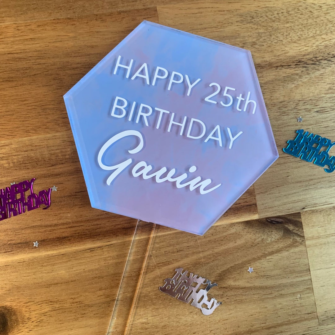 Acrylic Marble Effect Cake Topper - Etsy