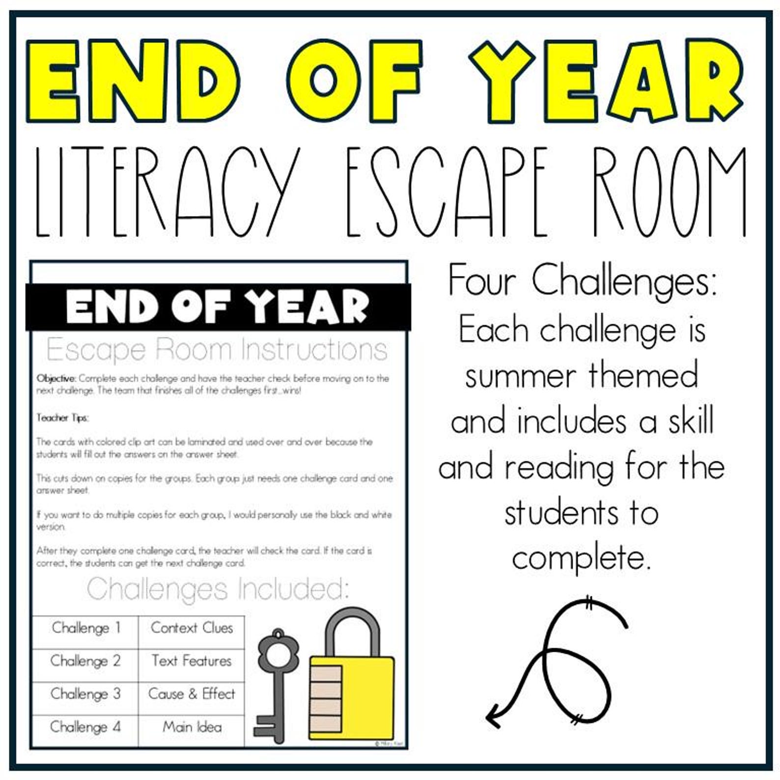 End of the Year Literacy Escape Room - Etsy
