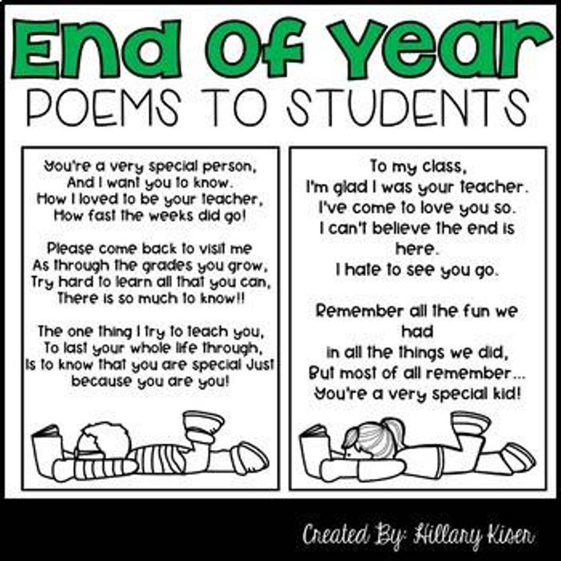 End of the Year Poems to Students - Etsy