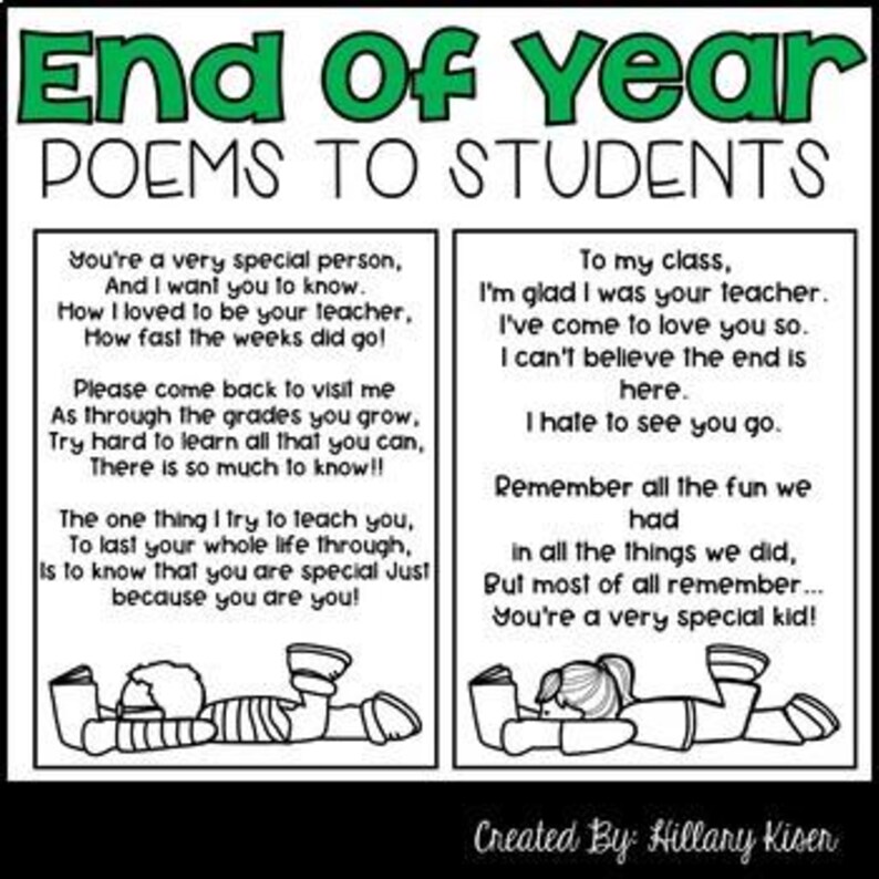 End of the Year Poems to Students - Etsy