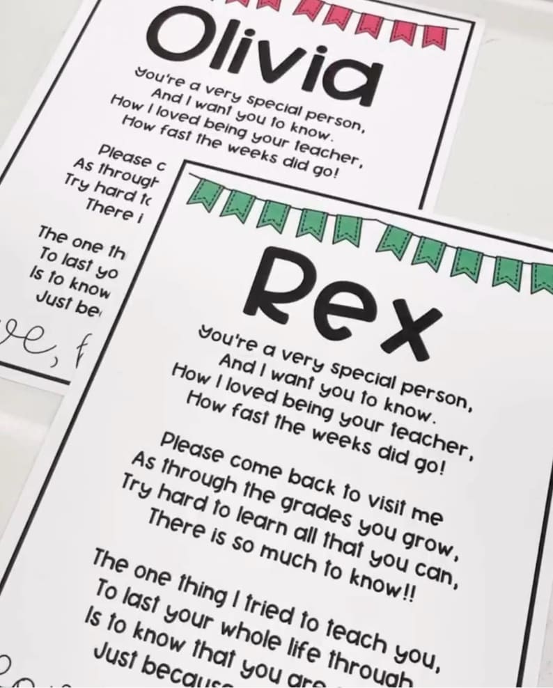Editable End of the Year Poem for Students - Etsy