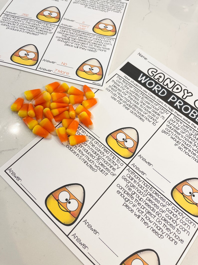 Candy Corn Math Activities - Etsy