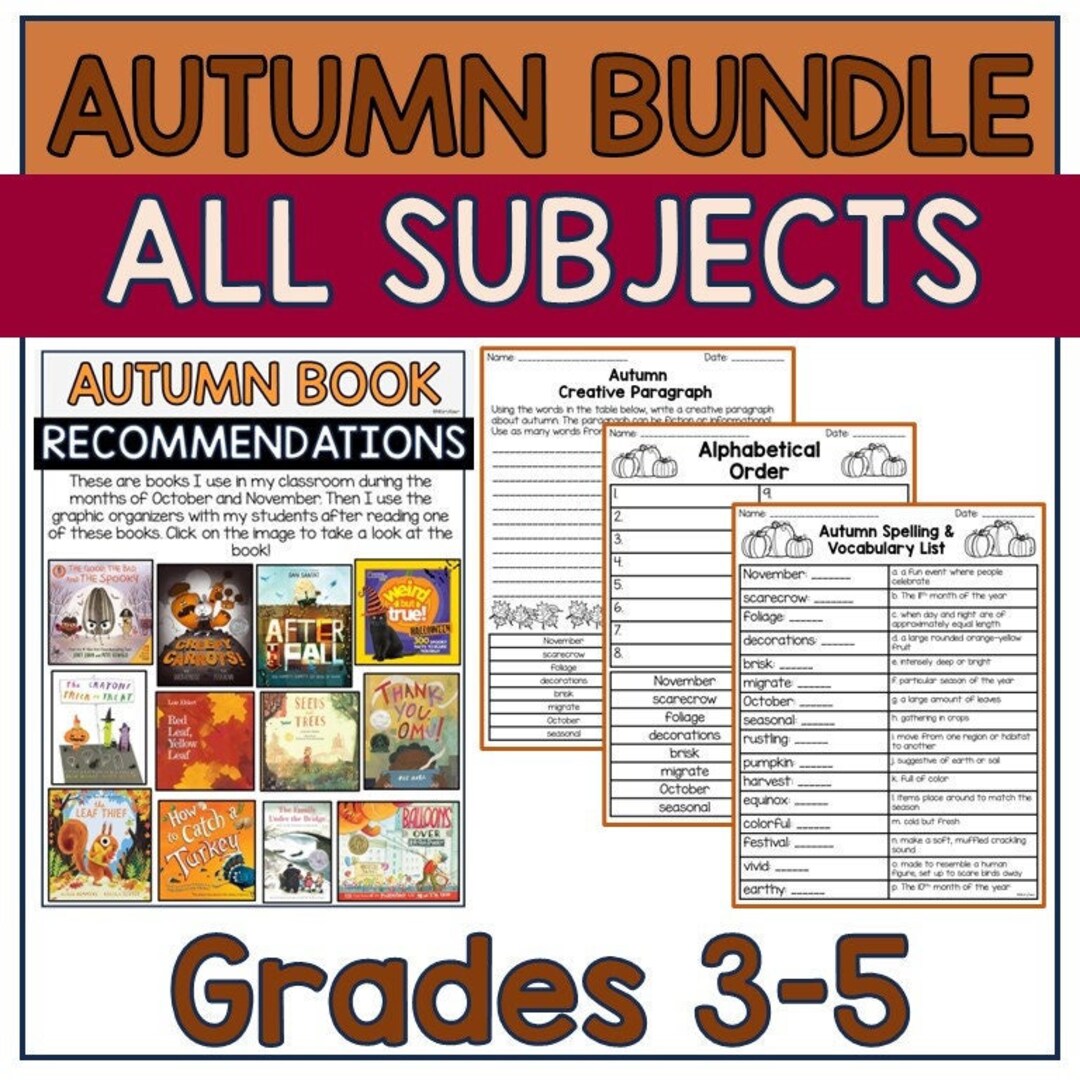 Fall Worksheet Bundle (all Subjects) - Etsy