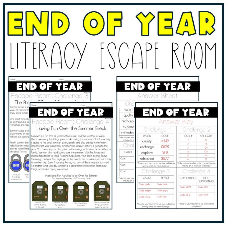 End of the Year Literacy Escape Room - Etsy