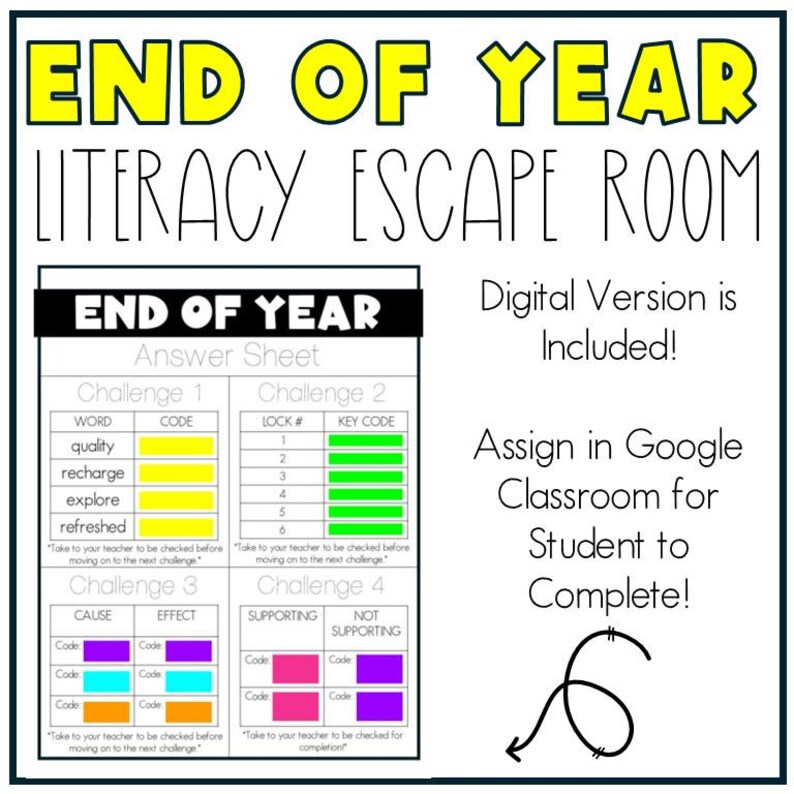 End of the Year Literacy Escape Room - Etsy