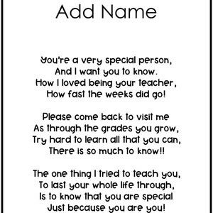 Editable End of the Year Poem for Students - Etsy