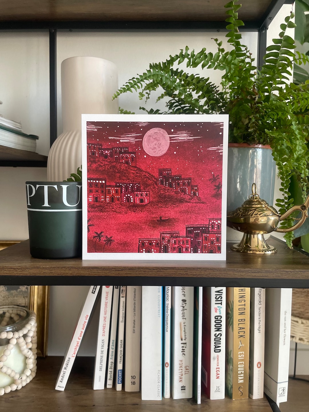 Art Print - Pink Magenta Red Watercolour "sailing Through the City " a ...