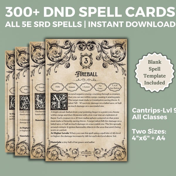 2024 Dnd Spell Cards - Etsy