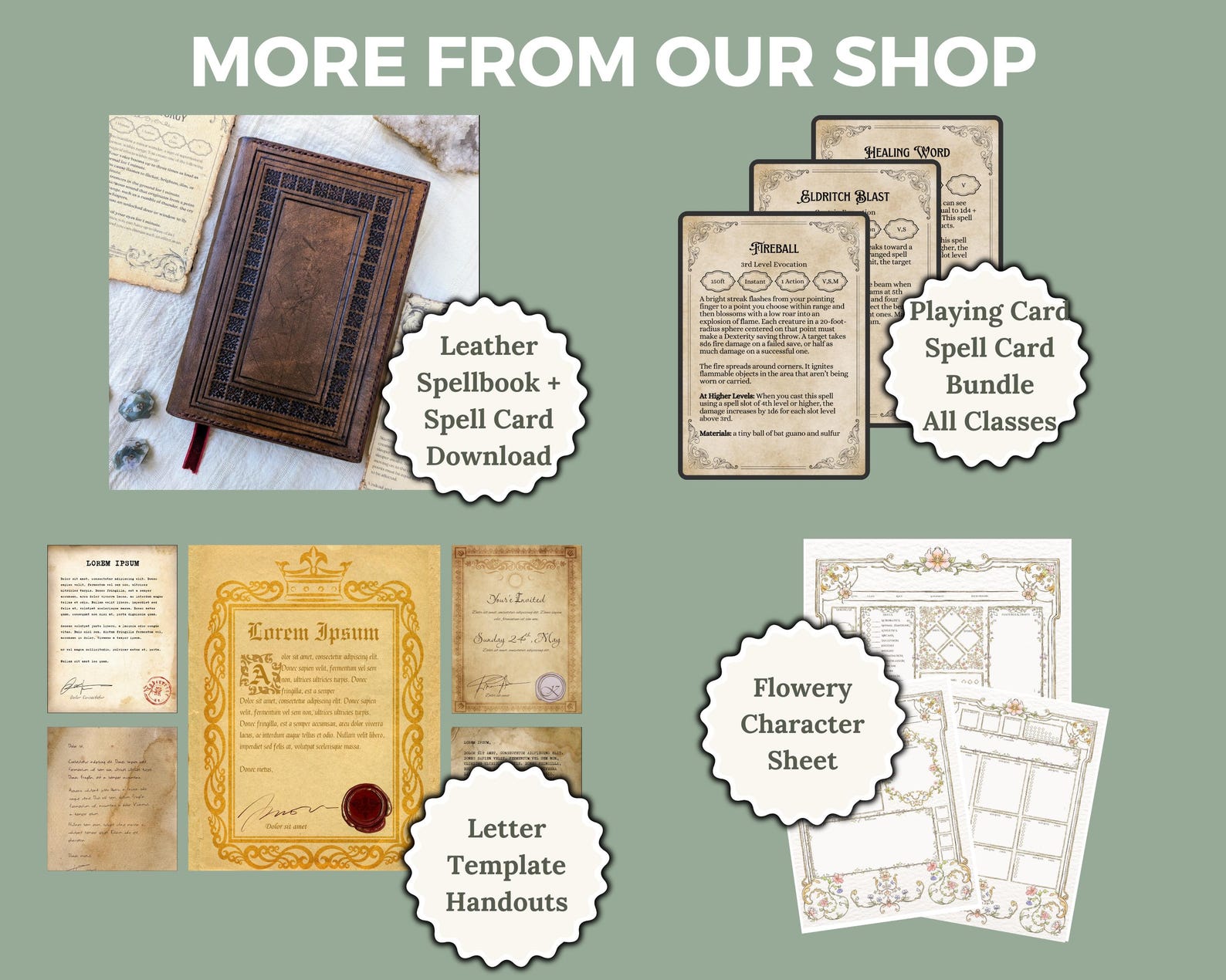 Dnd Spell Cards Floral Bundle | All Classes | Dnd Spellbook Cards ...