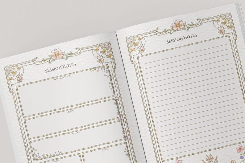 Floral Dnd Journal 8x6" A5 | 90 Pages Paperback | Dungeons and Dragons ...