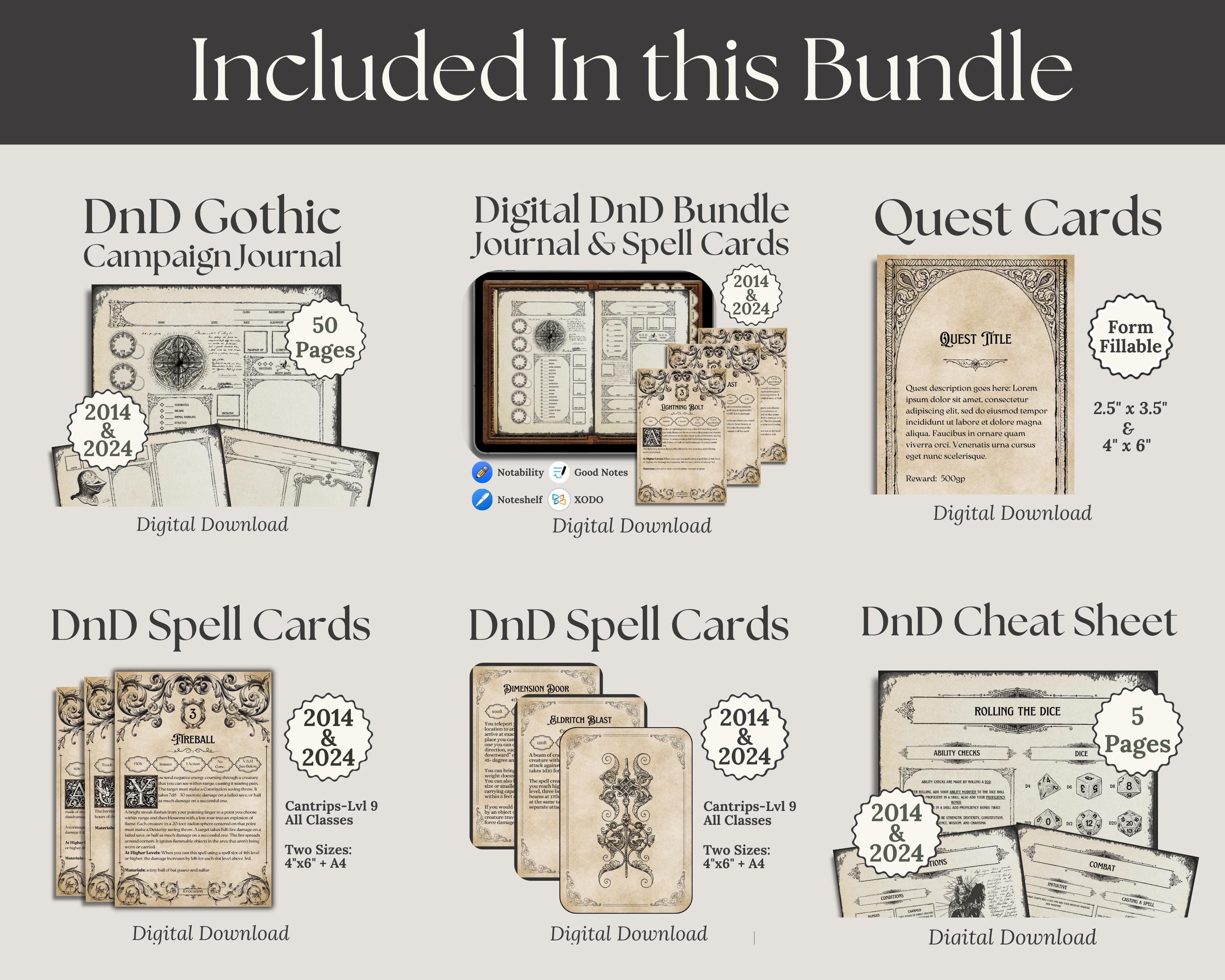 Dnd Gothic Bundle for Dnd 2024 & 2014 | Dnd Character Sheet | Digital ...