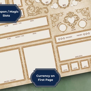 Dnd Character Sheet Victorian Dungeons and Dragons Form Fillable ...