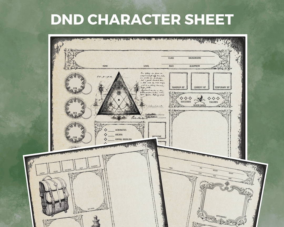 Gothic Dnd Character Sheet Dungeons and Dragons 5e Character Sheet D&D ...