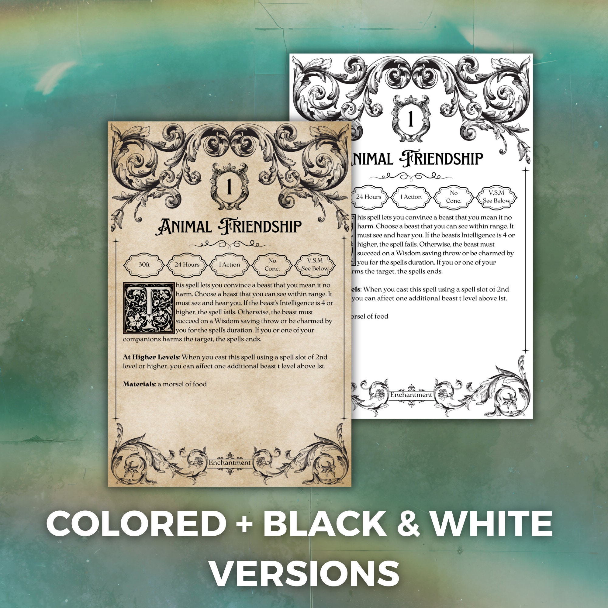Dnd Druid 5e Dnd Spell Cards D&D Spellbook Cards Dnd Props Dnd Gift ...