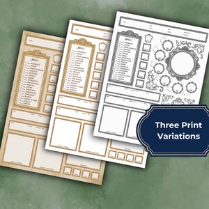 Dnd Character Sheet Victorian Dungeons and Dragons Form Fillable ...