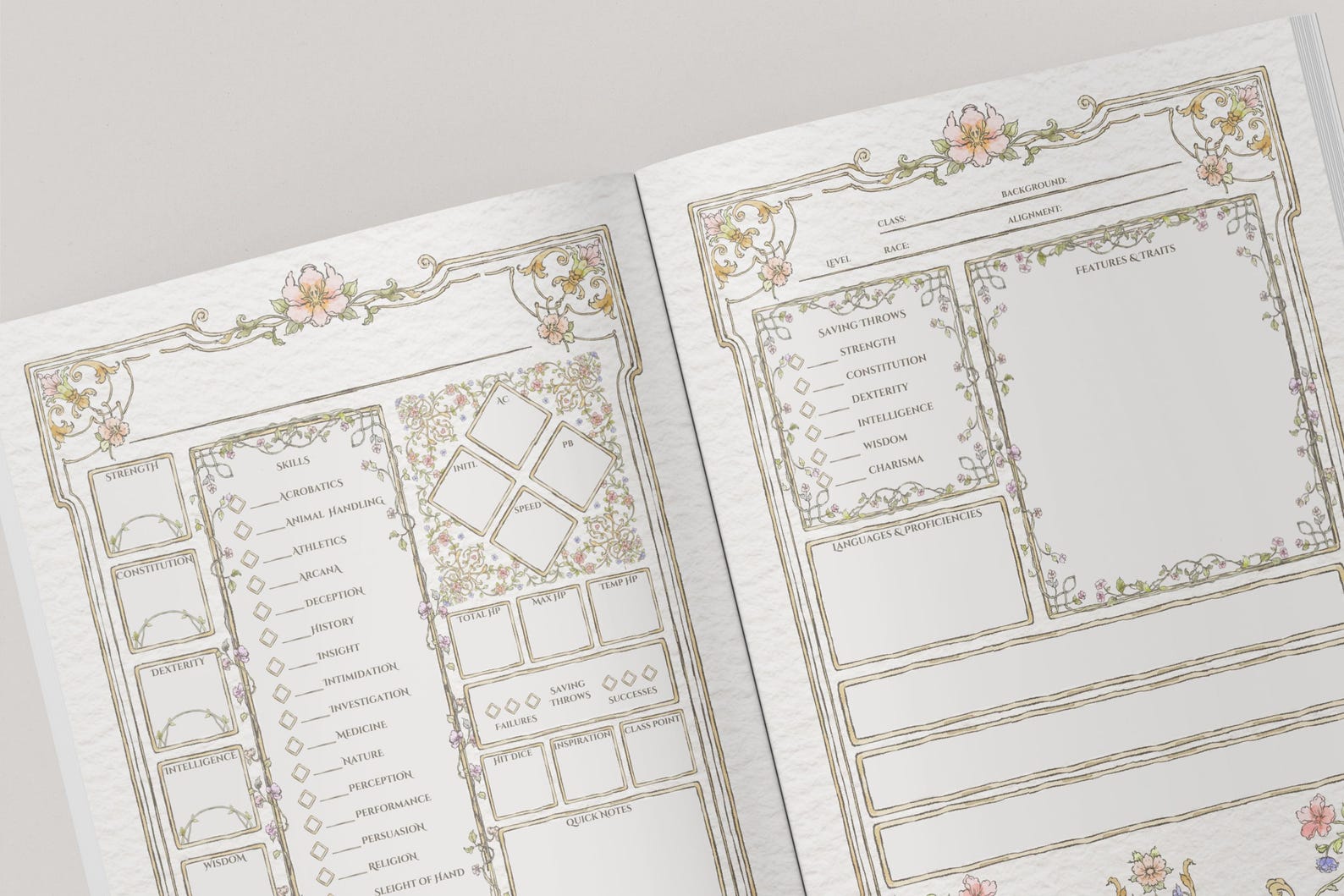 Floral Dnd Journal 8x6" A5 | 90 Pages Paperback | Dungeons and Dragons ...