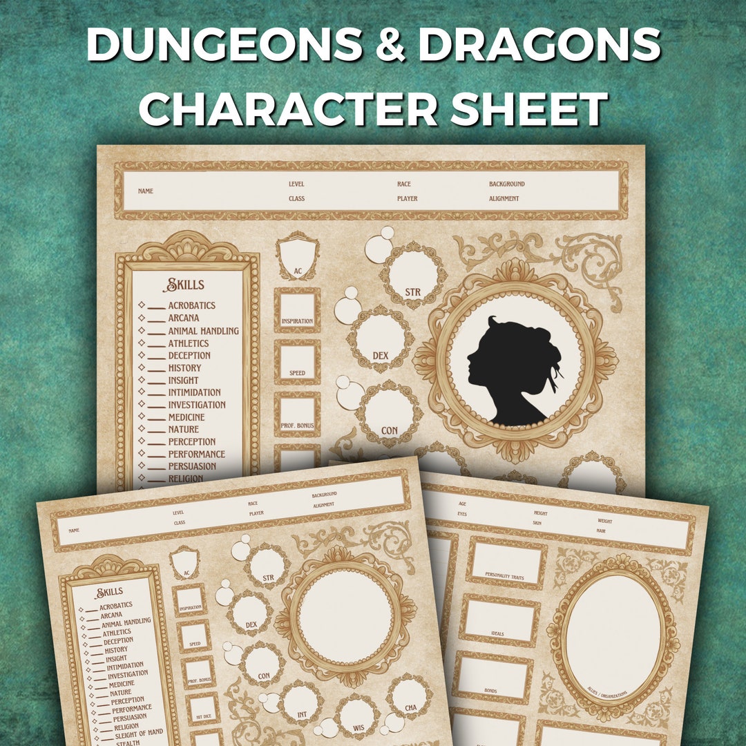 Dnd Character Sheet Victorian Dungeons and Dragons Character Sheet Dnd ...