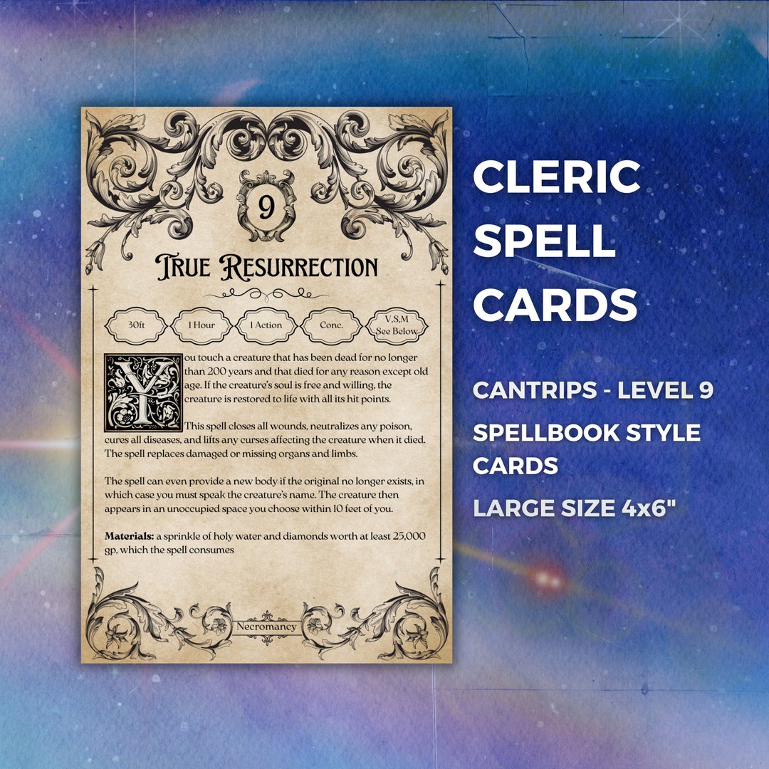 Dnd Cleric 5e Dnd Spell Cards D&D Spellbook Cards Dnd Props Dnd Gift ...