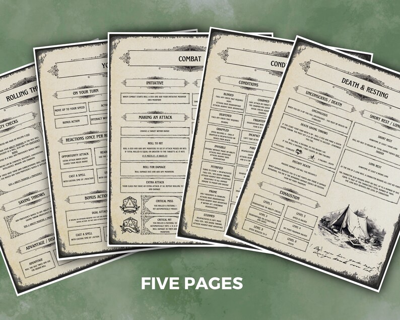 Dnd Cheat Sheet Player Guide Dnd 5e Reference Sheet Dungeons and ...