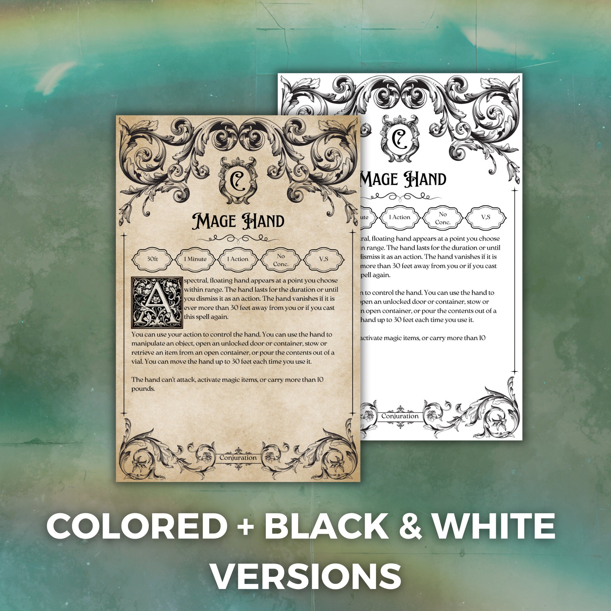 Dnd Warlock Spell Cards Printable 5E Dungeons & Dragons Spell Book ...