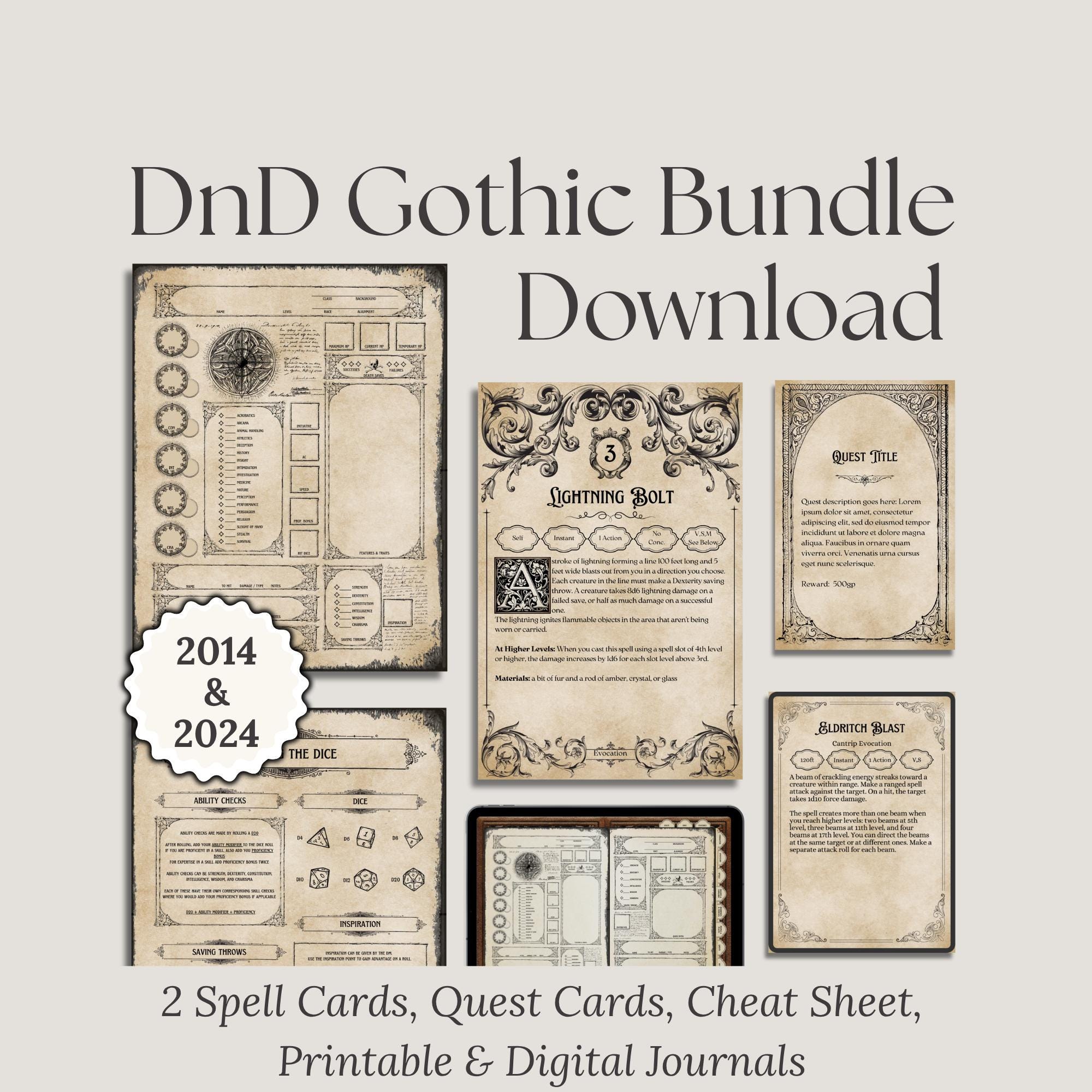 Dnd Gothic Bundle for Dnd 2024 & 2014 | Dnd Character Sheet | Digital ...