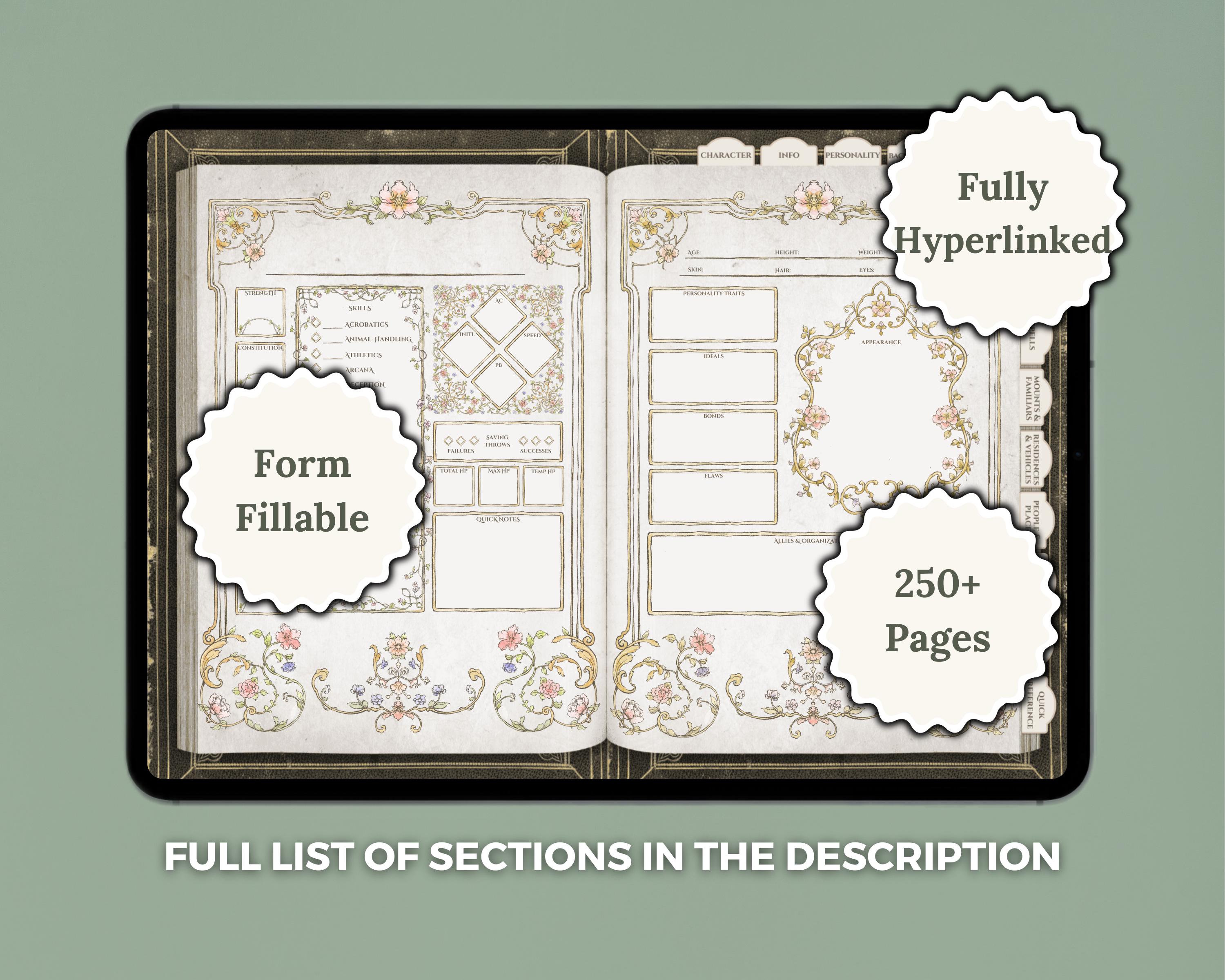 Digital Dnd Character Journal + Dnd 2024 & 2014 Spell Cards | Dnd ...