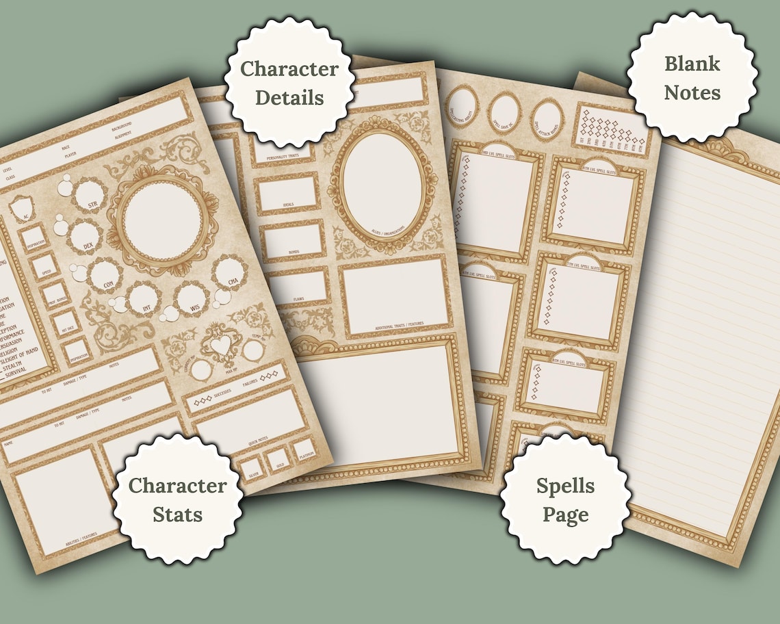 Dnd Character Sheet Victorian | Dungeons and Dragons Form Fillable ...