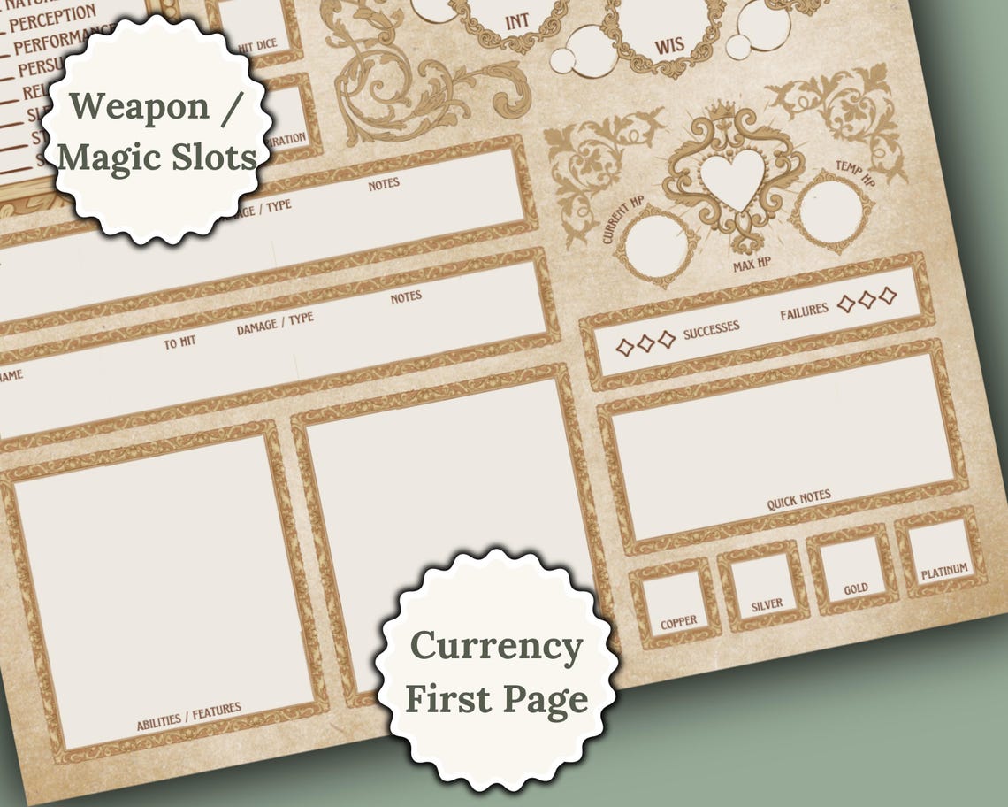 Dnd Character Sheet Victorian | Dungeons and Dragons Form Fillable ...