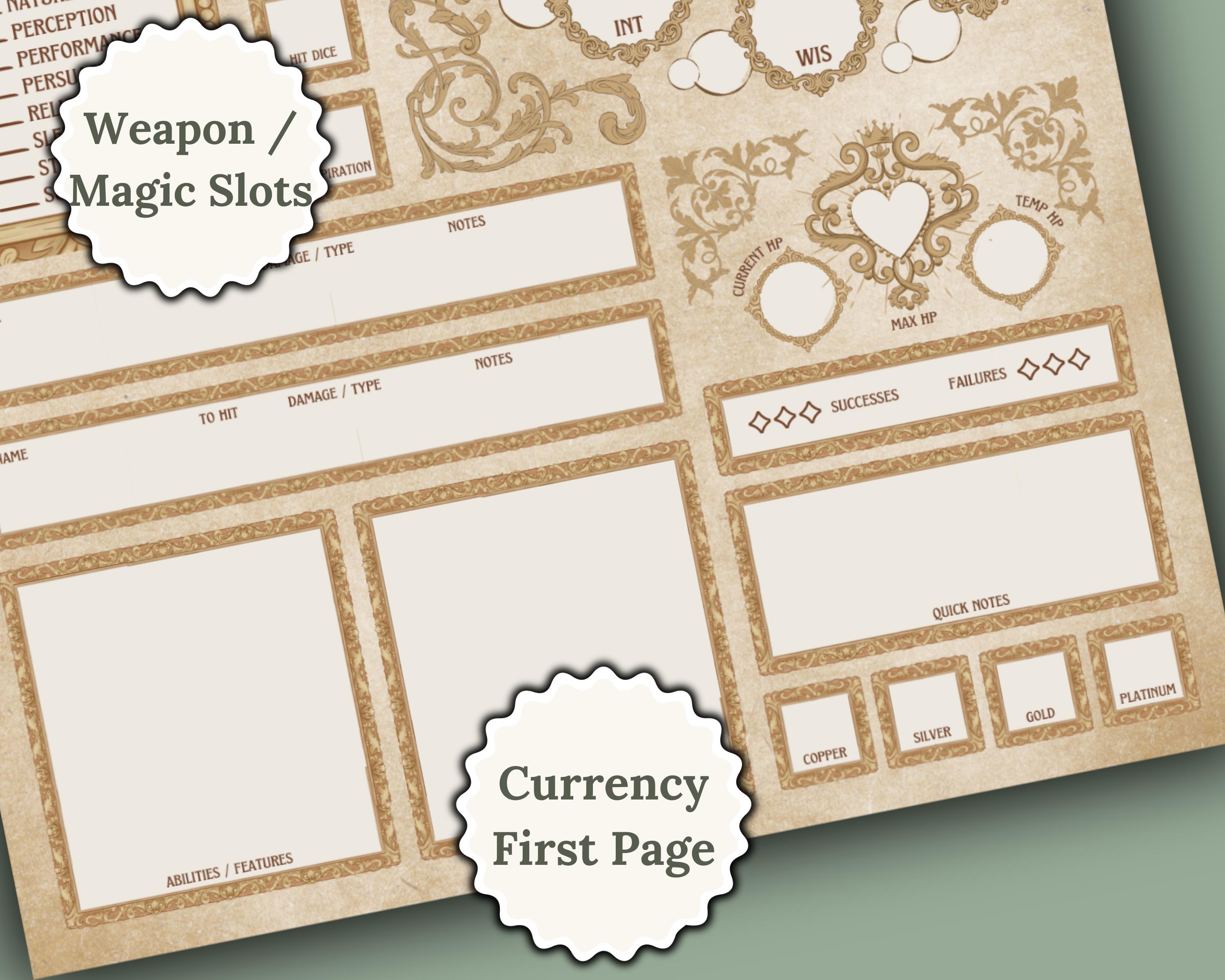 Dnd Character Sheet Victorian | Dungeons and Dragons Form Fillable ...