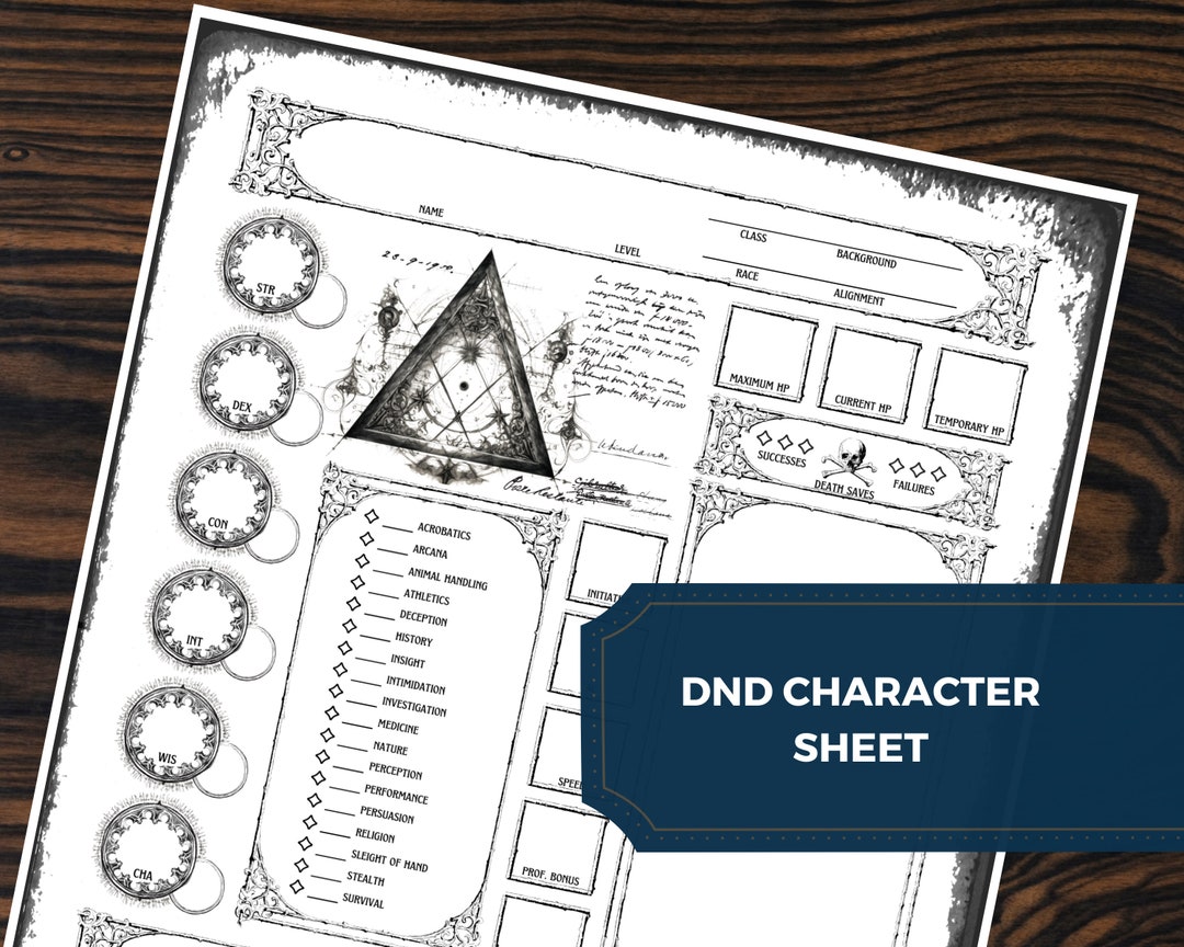 Gothic Dnd Character Sheet Dungeons and Dragons 5e Character Sheet D&D ...