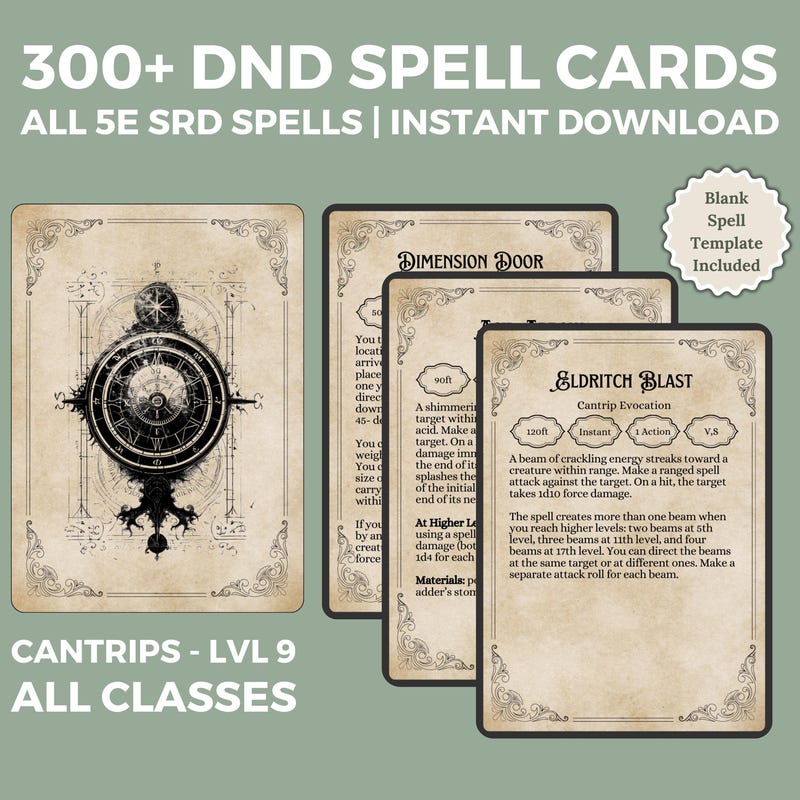 2024 Dnd Spell Cards - Etsy