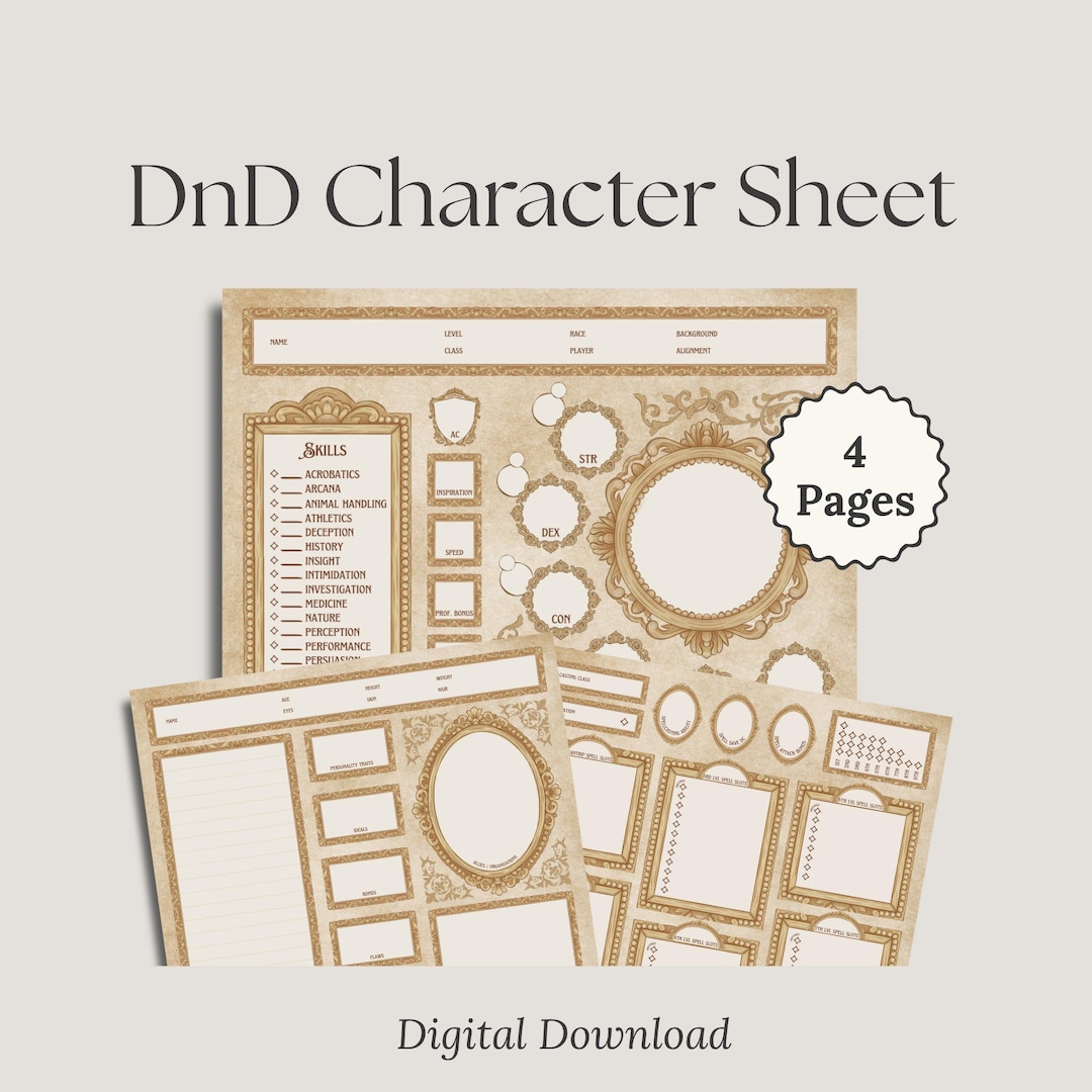 Dnd Character Sheet Victorian | Dungeons and Dragons Form Fillable ...