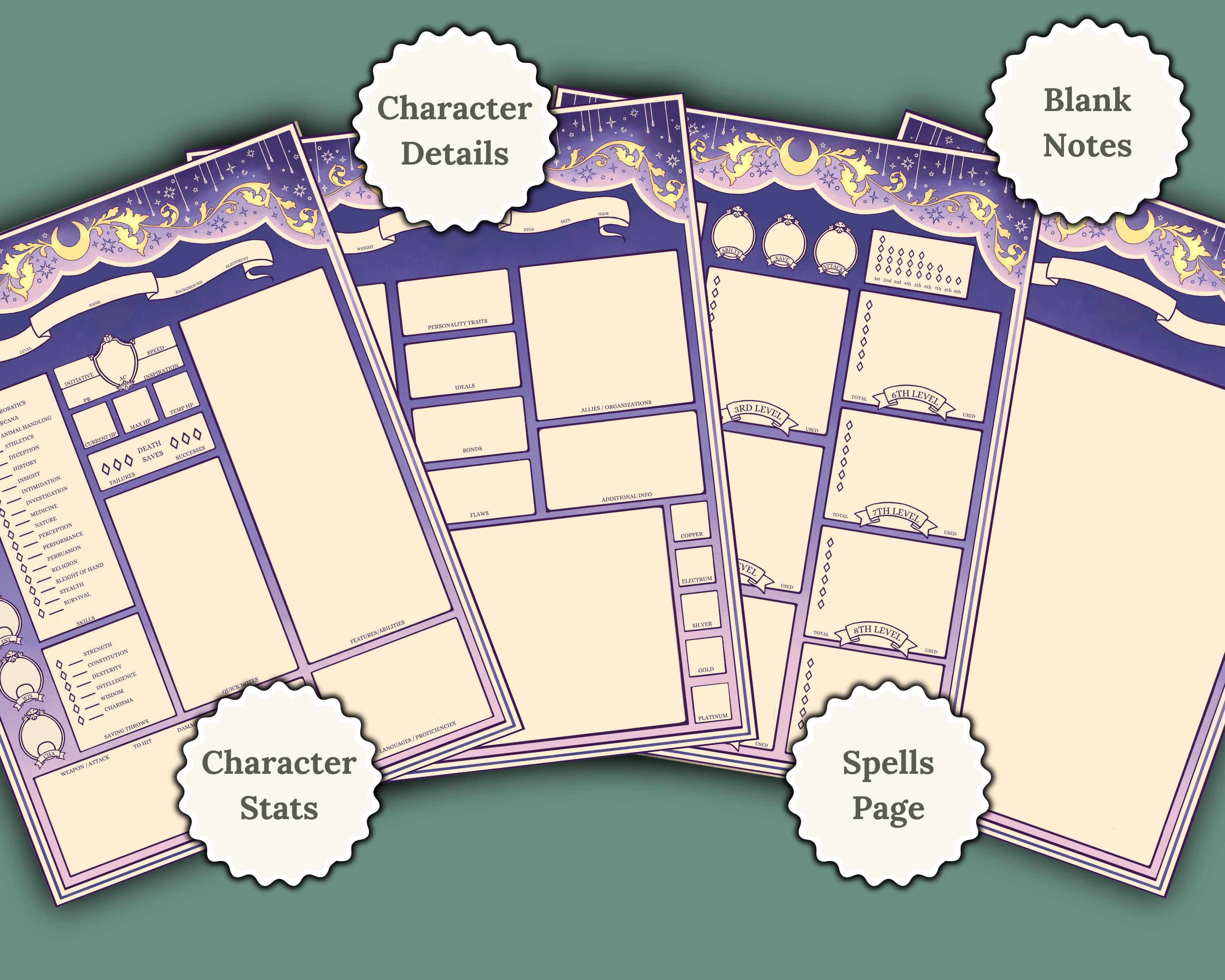 Dnd Character Sheet Divination Wizard | Dungeons and Dragons Form ...